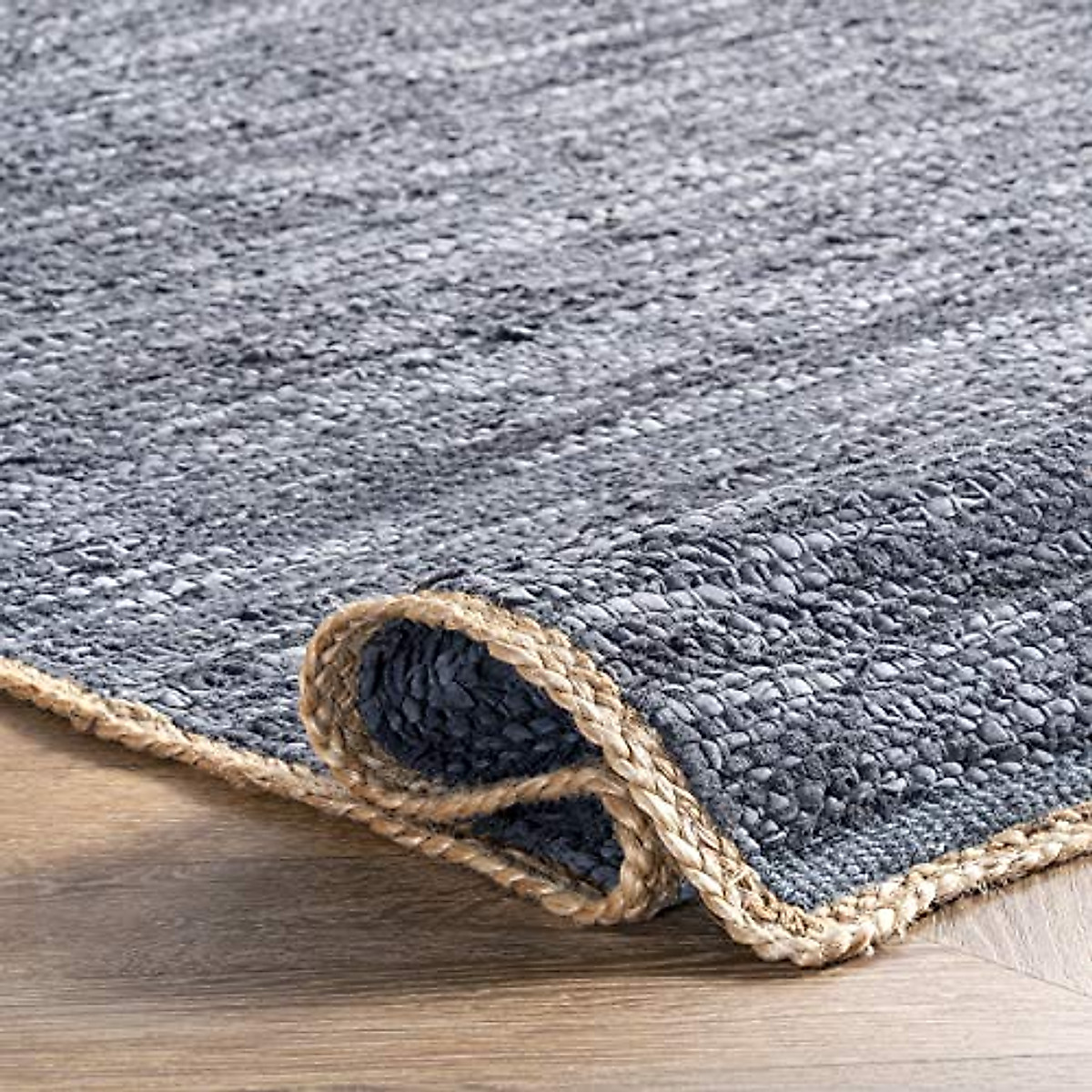 nuLOOM Koda Solid Leather Flatweave Runner Rug, 2' x 6', Blue