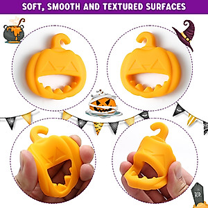 Halloween Teething Toys, Soft Silicone Baby Soothing Teether Chew Toys for Toddlers, Treat or Trick Stocking Stuffers Bags Gifts