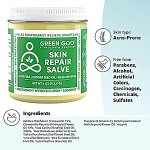 Green Goo Skin Repair Healing Salve, Natural Body & Face Moisturizer with Aloe Vera, Improves Skin's Appearance, Great for Scarring & Wrinkles, 4 Oz