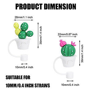 boqopod 4 Pcs Cactus 10mm/0.4 inch Straw Cover Cap for Stanley Cup and Straw Topper Compatible with Stanley 30 & 40 Oz Tumblers (Cactus)