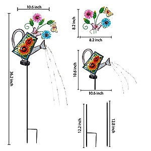 dreamskip Solar Watering Can Lights Outdoor Decorative, Waterproof Twinkle Solar Waterfall Light for Patio, Pathway, Yard, Walkway, Lawn, Outside Decorations (Sunflower)
