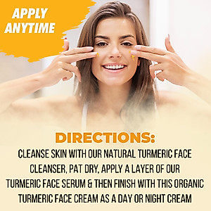 Turmeric Cream for Face & Body - All Natural Turmeric Cream Skin Brightening Lotion - Turmeric Cream Cleanses Skin, Fights Acne, Evens Tone - Pure Handcrafted Skincare Made in the USA 2 Oz