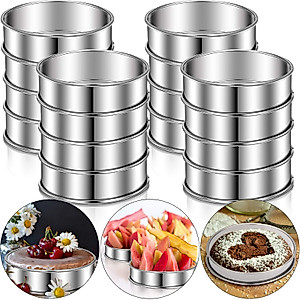 Boao 16 Pieces Crumpet Rings English Muffin Rings Double Rolled Tart Rings Stainless Steel Muffin Rings Round Muffin Tart Ring Molds for Home Baking(3 Inch)