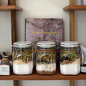 Bormioli Rocco Fido Glass Jar with Airtight Gasket Clamp Lid for Canning and Preserving, or Storing Pasta and Dry Foods, White Top, 33.75 oz., Set of 12