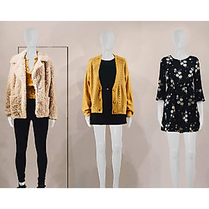 Female Mannequin Torso Manikin Dress Form 69" Realistic Full Body Mannequin Display Head Turns with Metal Base Plastic Adult Woman Adjustable Detachable Poseable Mannequin Model Mannequin Stand, White