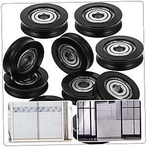 HOMSFOU 4pcs Roller Sliding Door Roller Guide Pulley Roller Door Wheel Heavy Duty castors U Type Wheel for Doors Track Window Pulley Roller Groove Wheel Pulley Track Guide Bearing