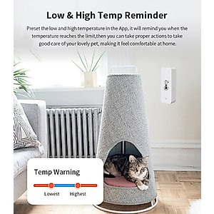 WiFi Temperature Humidity Sensor: Indoor Thermometer Hygrometer with App Alert, Free Data Storage Export, Smart Temperature Humidity Monitor for Home Pet Greenhouse, Compatible with Alexa (1-Pack)