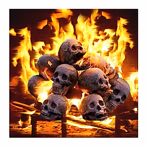 2022 New Terrifying Human Skull Fire Pit, Fireproof Imitated Human Skull Ceramic, Durable Reusable Fire Pit Skulls, Halloween Skull Shaped Fire Stones for Fire Pit Bonfire Campfire Fireplaces