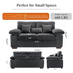COLAMY 9532-Grey Fabric loveseat, Grey