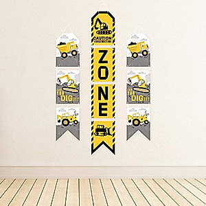 Big Dot of Happiness Dig It - Construction Party Zone - Hanging Vertical Paper Door Banners - Baby Shower or Birthday Party Wall Decoration Kit - Indoor Door Decor