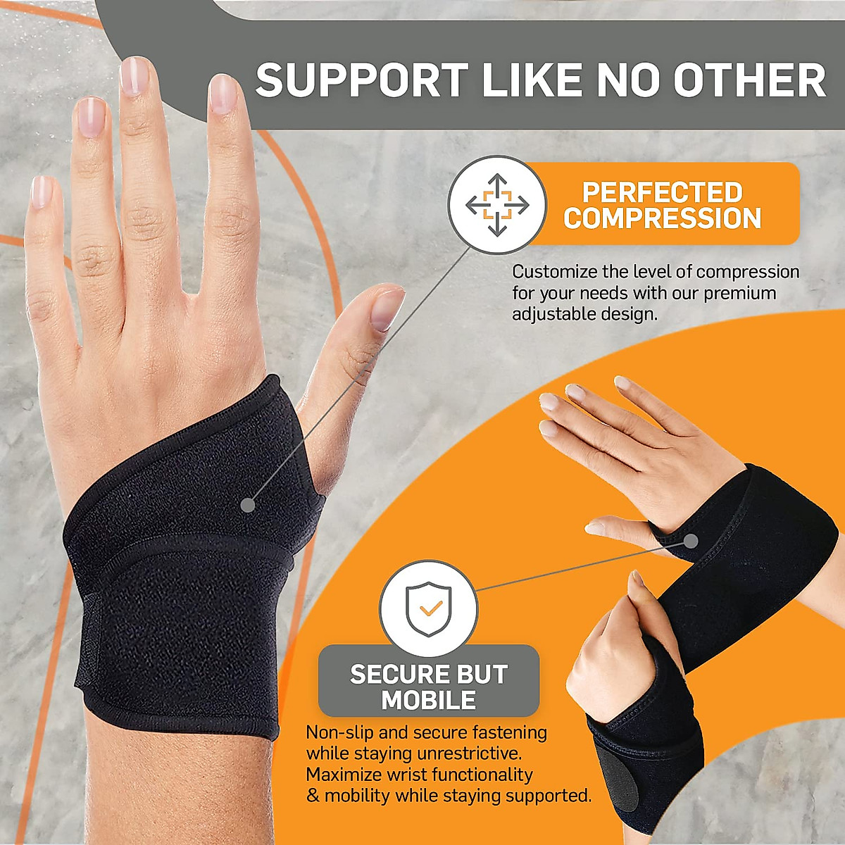 BracEasy Wrist Brace: Left & Right Hand Wrist Brace/Wrist Support Wrist Wraps - Carpal Tunnel Wrist Brace for Night Support - Wrist Brace for Wrist Pain; Hand Brace; Wrist Guard [Black; Single]