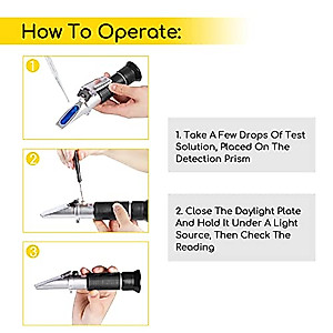 ARDKOP Honey Sugar Content Tester, 1x 3 in 1 58-90% Professional Honey Sweetness Brix Refractometer Milk Drink Jam Measure Test Baume Degree Meter for Healthy Diet