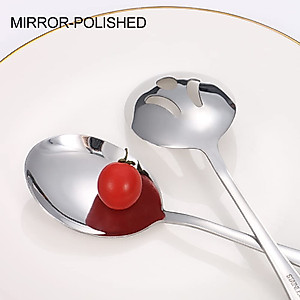 8 Piece Serving Utensils Set,Large Serving Set,Stainless Steel Serving Utensils for Dinner Parties Entertaining - Lasagna Server,Pie Server,Serving Fork,Serving Spoons,Soup Ladle,Mirror Polished