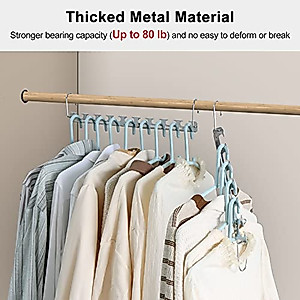 Space Saving Hangers Upgraded - 5 Pack Adjustable 6 to 9 Holes Magic Clothing Hangers, Sturdy Metal Closet Organizers and Storage Hangers Space Saving for Heavy Clothes, College Dorm Room Essentials