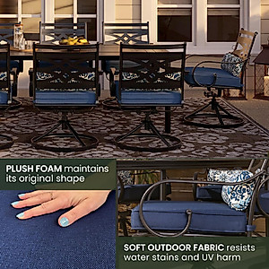 Hanover Montclair 9-Piece Outdoor Dining Set, 8 Swivel Rocker Chairs with Comfortable Seat and Lumbar Cushions, 84"x42" Stamped Rectangle Table, All-Weather Patio Dining Set for 8 for Backyard, Patio