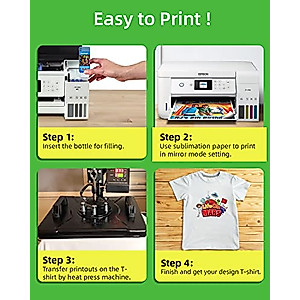 Liphontcta FASTINK Sublimation Ink for Epson ET-2720 ET-2760 ET-2800 ET-2803 ET-2830 Printer, Heat Press Transfer on Phone Case Mugs Plates T-Shirts Pillows 1…