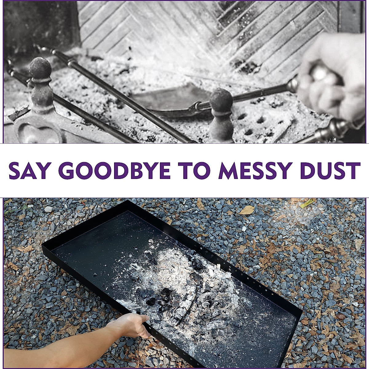 Mxclimate Fireplace Tray Ash Pan,Adjustable Black Ash Pan with Handles for Inside Fireplace.Expandable Galvanized Steel Ember Holder Fireplace Pan for Ash Collection,Rectangle