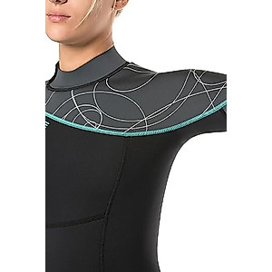 BARE 7MM Women's Elate Full Wetsuit | Comfortable high Stretch Neoprene Material | Long Sleeve | Great for All Watersports, Scuba Diving and Snorkeling | Grey 10