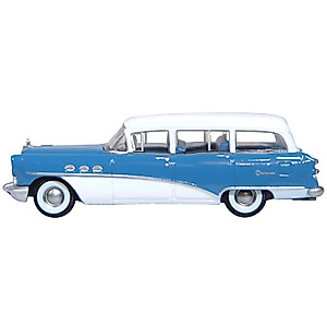 Century Estate Wagon Ranier Blue and Arctic White 1/87 (HO) Scale Diecast Model Car by Oxford Diecast 87BCE54001