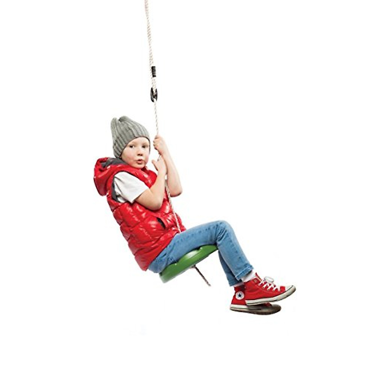 Disk Seat Swing Daisy Disc Monkey Swing Rope Tree Swing by Summersdream (Green)