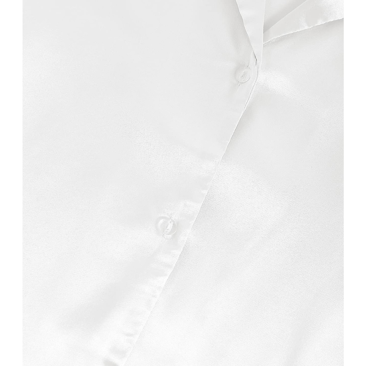 LYANER Women's Sleepwear Satin Silky Short Sleeve Top with Shorts Pajama Set White X-Large