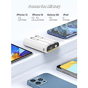 OHZHAO Portable Phone Charger 12000mAh with Built-in Cables, LED Display, Fast Charging Ultra Compact Portable Charger Power Bank, Battery Pack for iPhone 15/14/13/12 Series,Samsung/Google/LG/iPad etc