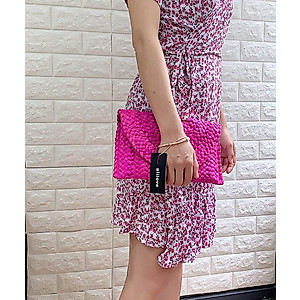 alilove Straw Clutch Bags for Women Summer Evening Handbags Bride Wedding Purse Vacation Beach Clutch Handmade Woven Envelope Wallet