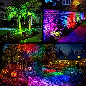Barrina Outdoor Solar Spot Lights, 24 LEDs RGB Color Changing Solar Powered Garden Lighting, IP65 Waterproof, Auto On Off Landscape Lighting for Yard Driveway Lawn Patio Pathway, 2 Pack