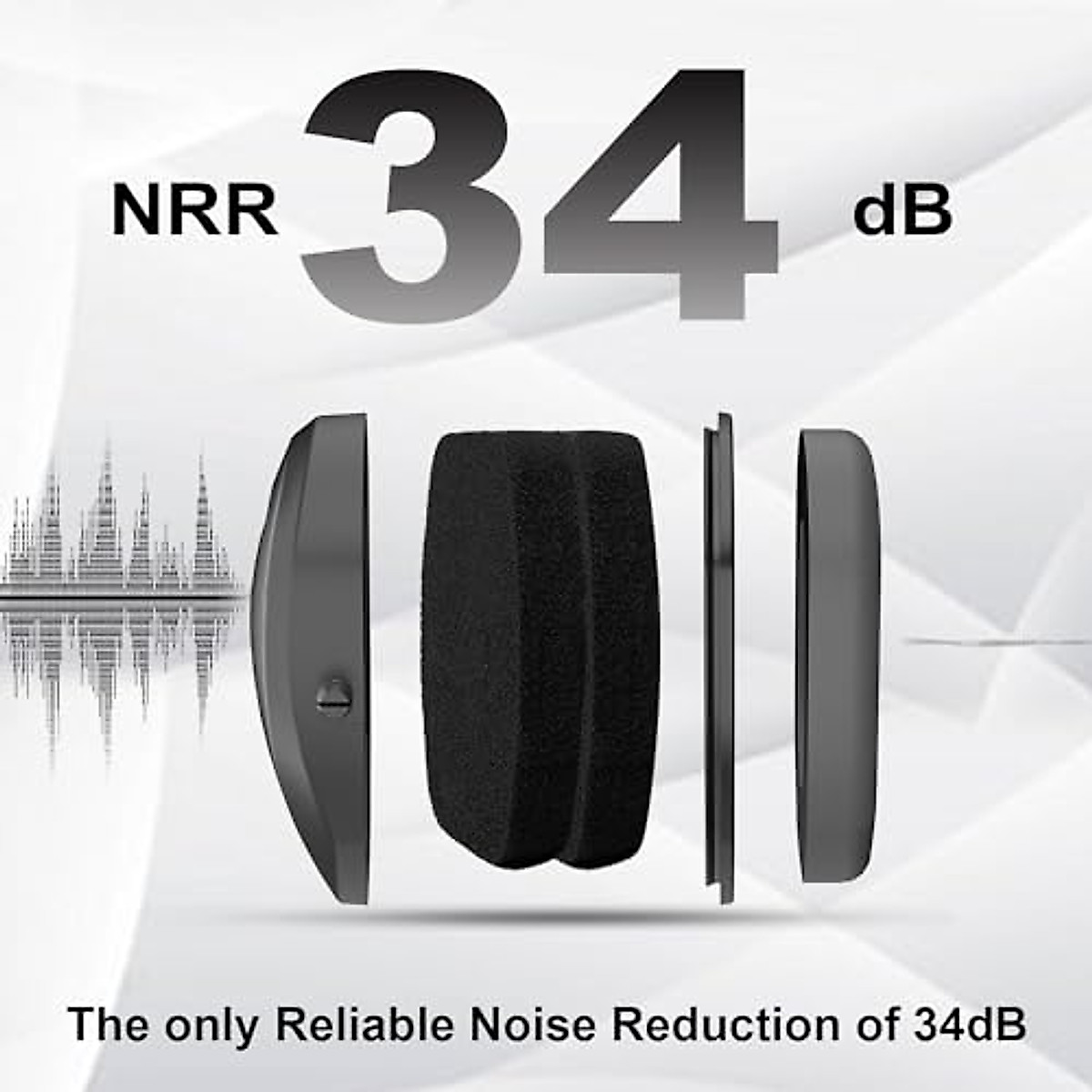 ucho 34dB Shooting Ear Protection - Maximum Hearing Protection for Gun Range, Slim Passive Noise Reduction Earmuffs（Black）