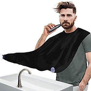 Beard catcher, Beard Bib Apron for Men, Non-Stick Beard Cape for Trimming, Beard Apron, Cape for Men Shaving, Gifts for Men (A37-Black)