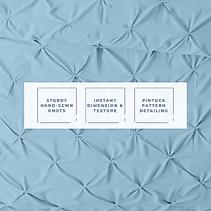 Kotton Culture 600 Thread Count Pinch Pleated 5 Piece Duvet Cover Set 100% Egyptian Cotton Breathable All Season Comforter Cover with Zipper Closure & Corner Ties (Sky Blue, Oversized King)