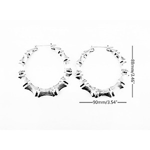 Honbay 5 Pairs Different Shape Bamboo Hoop Earrings (Silver)