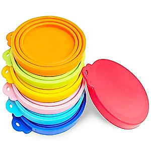 Goiio 7 Pcs Can Covers Silicone Pet Food Can Lid Covers for All Standard Size Dog and Cat Can Tops