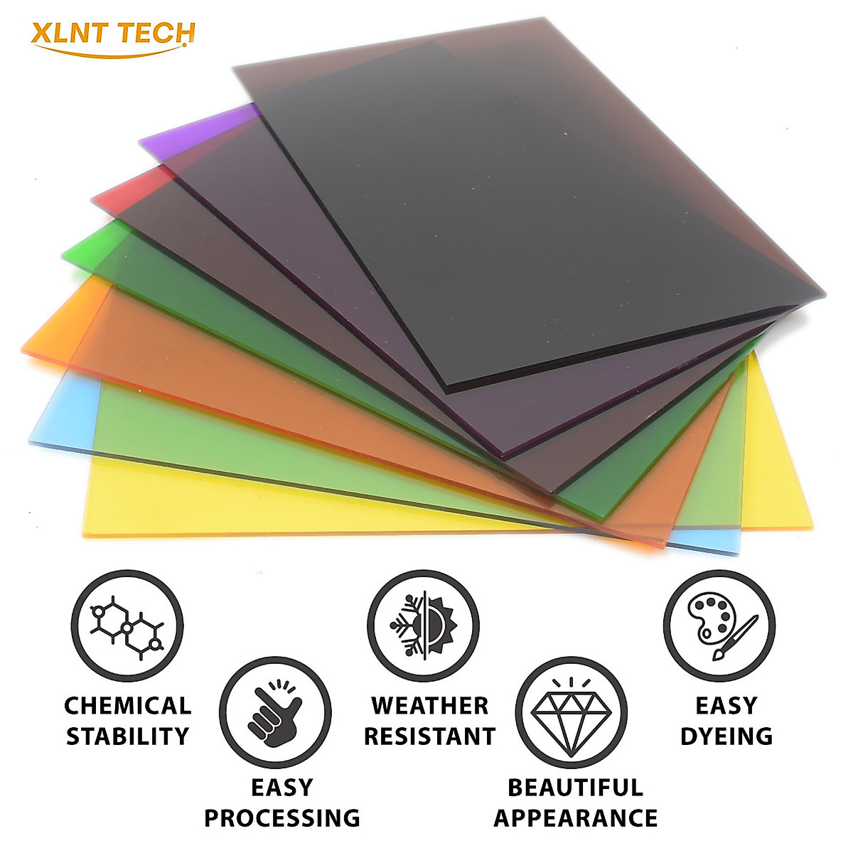 XLNT TECH 7 Pieces & 7 Colors 8" x 12" x 0.118" Transparent Colored Cast Acrylic Sheets, Plexiglass Plastic Sheet for Laser Cutting, Engraving Signs, DIY Projects.