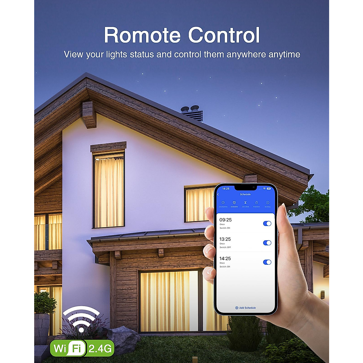 GHome Smart Switch, 3 Way Light Wi-Fi Switch Compatible with Alexa and Google Home, 2.4GHz Schedule Timer, Neutral Wire Required, 3-Way Installation and No Hub Required, FCC Listed (2-Pack)