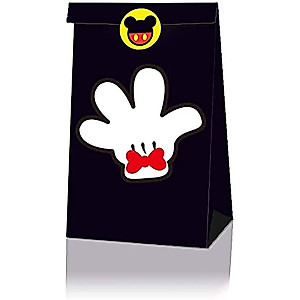 12 Packs of Mickey Party Bags, Mickey Gift Paper Bags, Used for Cookies, Cakes, Chocolates, Candies, Very Suitable for Themed Birthday Parties and Decorations