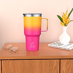 yoelike 32OZ Tumbler With Handle, Stainless Steel Vacuum Insulated Coffee Mug Cup for Travel, Home, Office, Indoor and Outdoor, Dishwasher Safe - Keep Cold 24hrs And Hot 12hrs (Dusk)