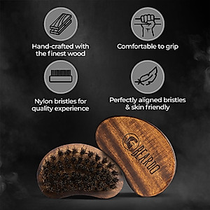 Beardo Boar Bristle Beard Brush For Men | Travel Friendly Pack with Cover | Made from Natural Boar Bristles and Sheesham Wood to shape the beard and simulate hair follicles to boost growth