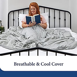 Cosy House Collection Adult Weighted Blanket (60" x 80", 15 Lbs) & 100% Rayon Derived from Bamboo Removable Cover - Queen Size Heavy Blanket with Premium Glass Beads - Grey