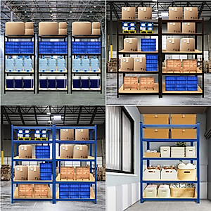 VickyHome Heavy Duty 5 Tier Storage Metal Shelf Unit, Adjustable Utility Rack Shelves with MDF Boards, Organization Multipurpose Shelf for Shed, Workshop, Warehouse, 875KG Capacity