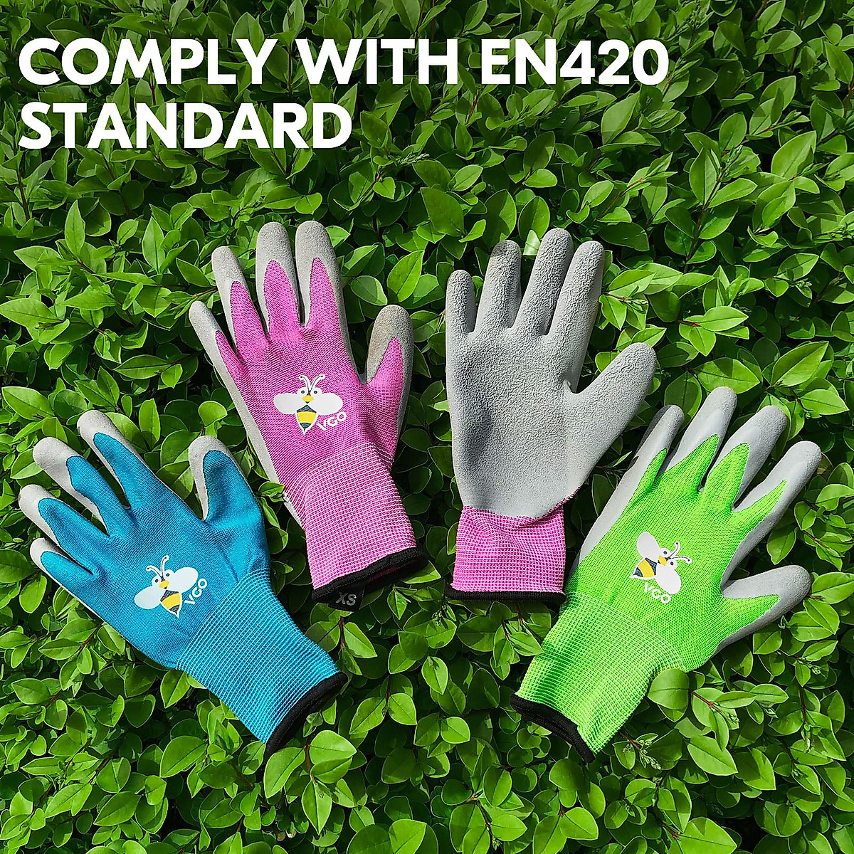 Vgo... 1-Pair Age 3-5 Kids Gardening Gloves, Children Yard Work Gloves, Soft Safety Rubber Gloves (XXXS, Purple, KID-RB6013)