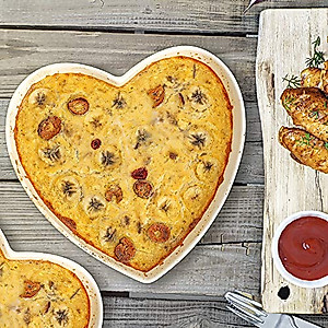 Keponbee 2pcs Porcelain Big Heart-shaped Bowls White Deep Heart Plates Salad Bowl/Fruit Bowl for Desserts/Pasta/Dinner, 8"