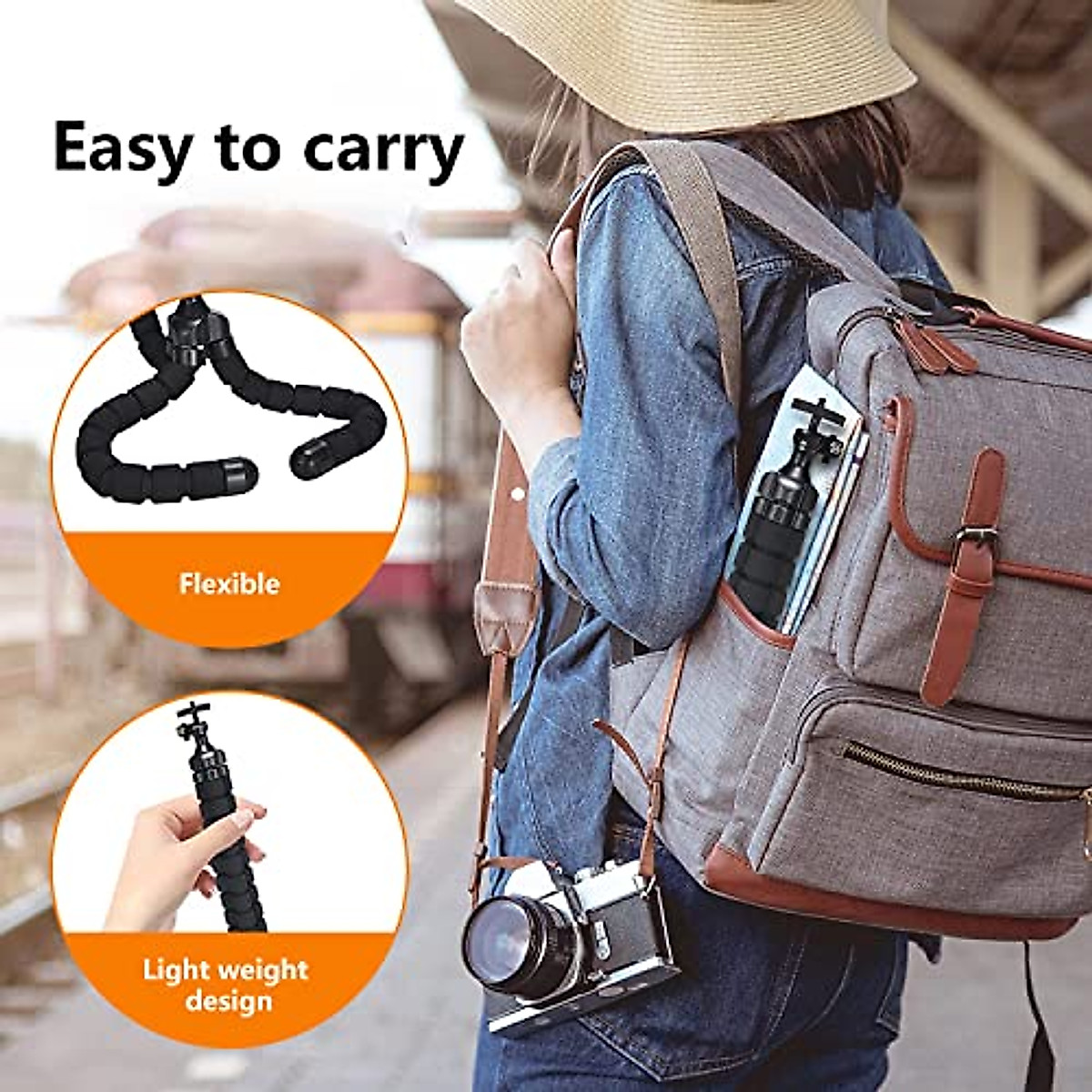 Xabupar Phone Tripod, Flexible Cell Phone Tripod Stand with Wireless Remote, Portable Mini Travel Tripod Stand, Compatible with iPhone, Android, GoPro (Black)