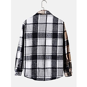 ZAFUL Classic Plaid Shirt for Men Plaid Print Flannel Shirt Gray L