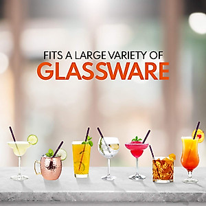 Reusable Stainless Steel Straw Set of 4 - Shorter Lengths (6.5" and 7.5") for Cocktails and Beverages. Travel Case and Cleaning Brush - Perfect for On The Go or Entertaining at Home (Purple Haze)