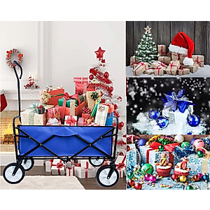 Versatile Folding Beach Wagon Cart with Wheels, Cargo Net, and Straps - Heavy Duty, Collapsible, Portable Utility Cart for Shopping, Camping, Gardening, and More (1, Blue + Steel)