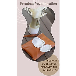 blessed + beloved Travel Wipes Case Crossbody Diaper Bags for Women with Wristlet - Vegan Leather Baby Wipes Dispenser - Diaper Clutch Bag with Separate Baby Wipe Holder Pouch - Boho Design Baby Wipe