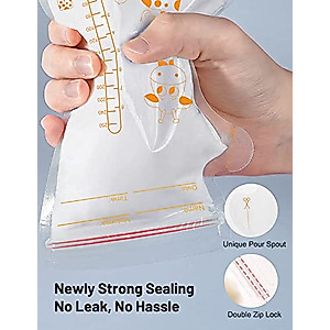 Mumgaroo Breastmilk Storage Bag Freezer, 8.5 OZ / 40 Pcs Milk Storage Bags Breastmilk with Double Zip Lock, Self Standing, Pre-Sterilized Breast Milk Storage Bags Freezer, Space Saving Flat Profile