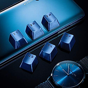 Hallsen Metal Keycaps (WASDQREF+1-6) Mechanical Gaming Keyboard Keycaps for FPS & MOBA, Stainless Steel Custom 60% Keycaps Kit with Key Puller for Mechanical Keyboard Cherry Mx Switches (Blue)