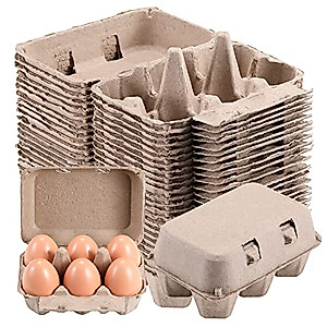 Half Dozen Egg Cartons 25 Pack, Blank Natural Pulp Egg Cartons 6 Count for Chicken Eggs Reusable, Storage Tray Strong for Holds Up to Six 6 Egg Carton Cardboard Paper Holder Container for Refrigerator
